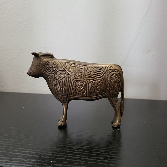 Unbranded | Accents | Rare Vintage Brass Bull Statue Engraved With ...